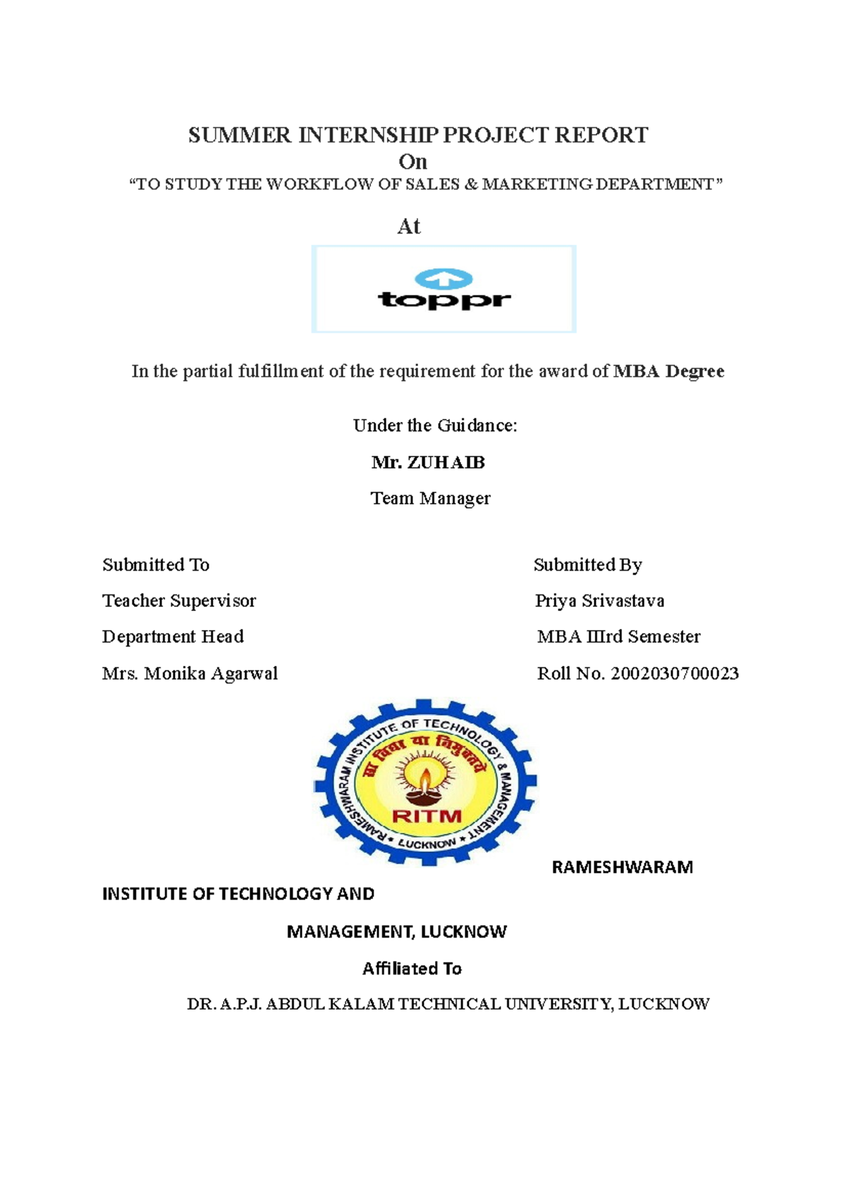 Summer Internship Project Report - ####### SUMMER INTERNSHIP PROJECT ...