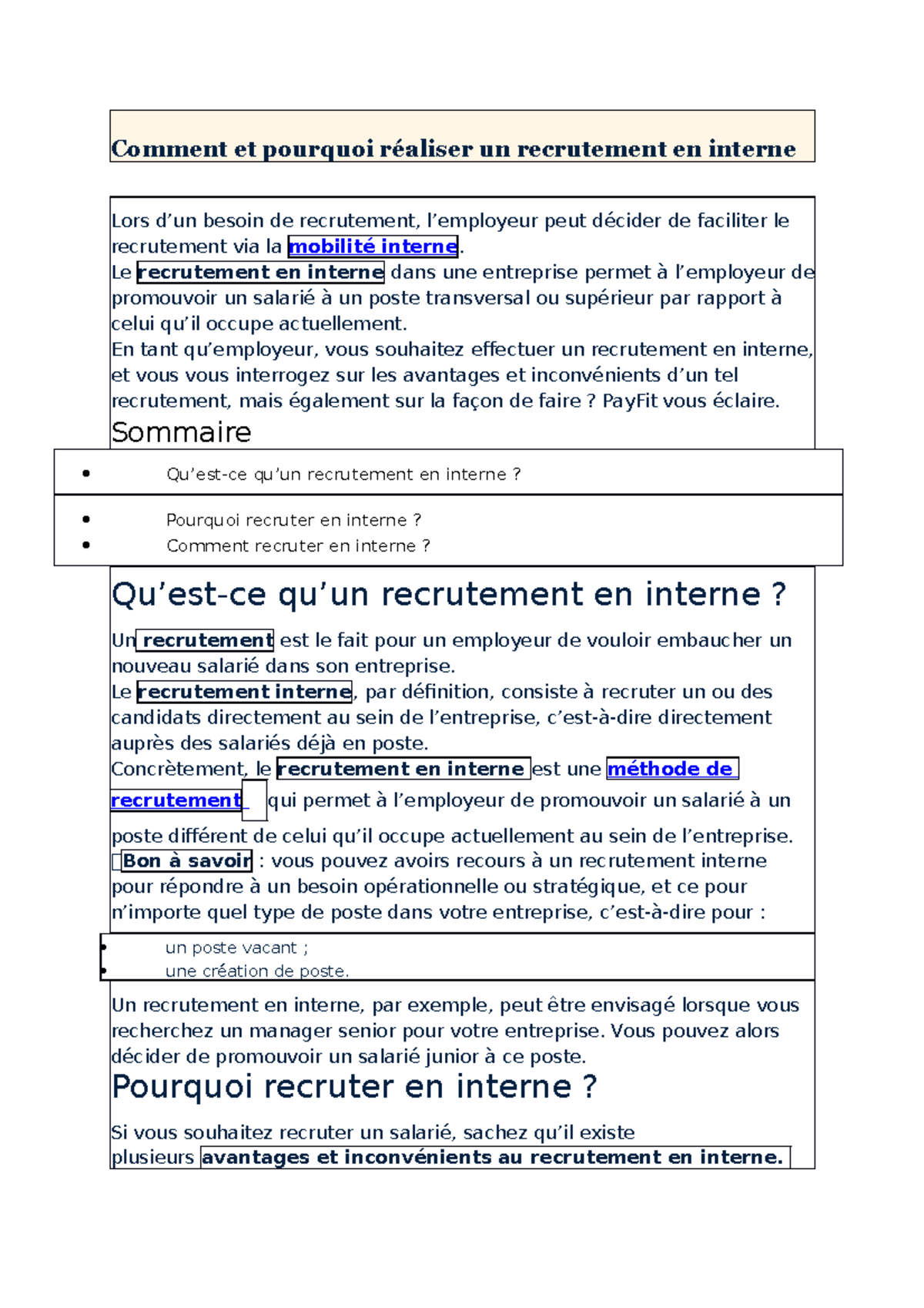 Le recrutement en interne - Comment et pourquoi réaliser un recrutement ...