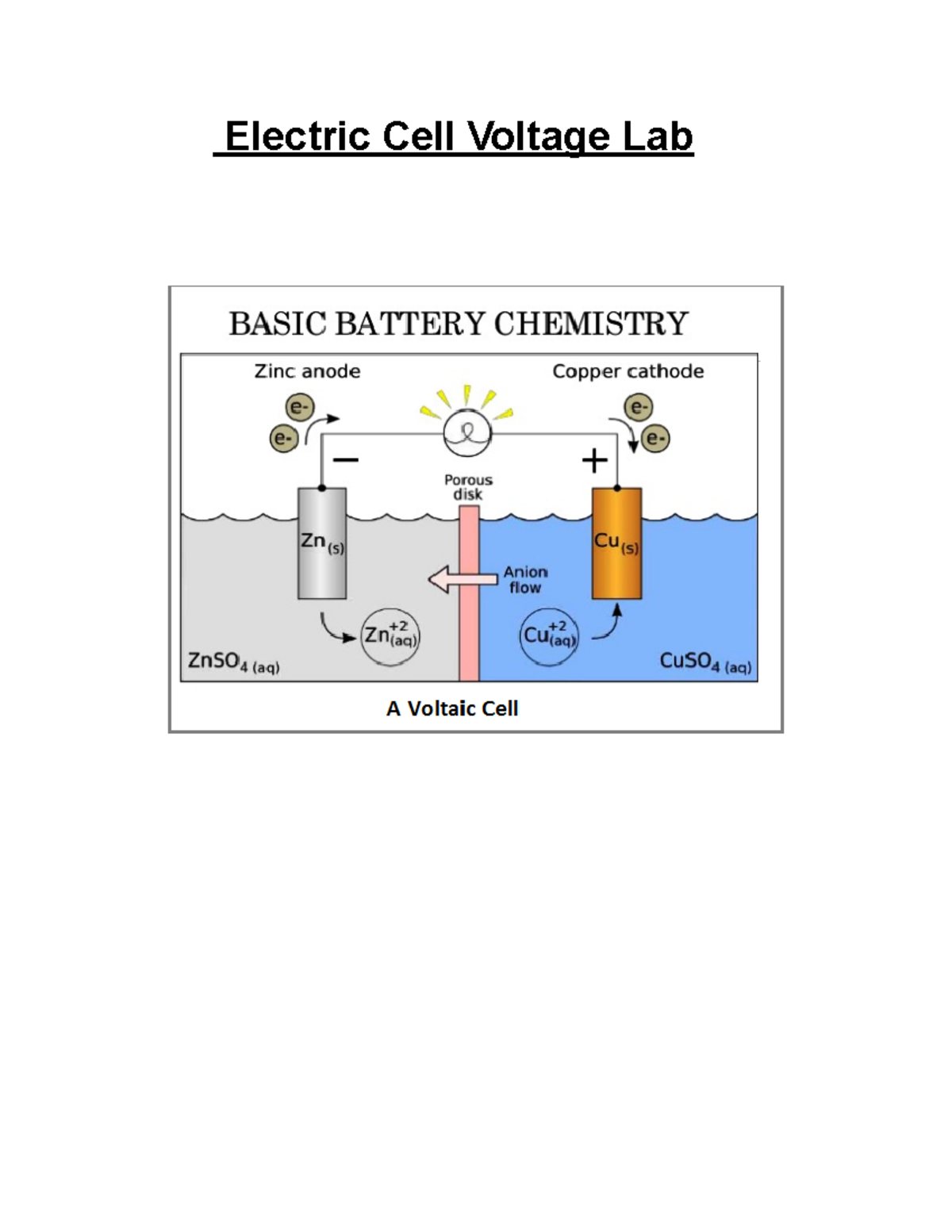 Electric Cell Lab - Detailed Lab report - Electric Cell Voltage Lab ...