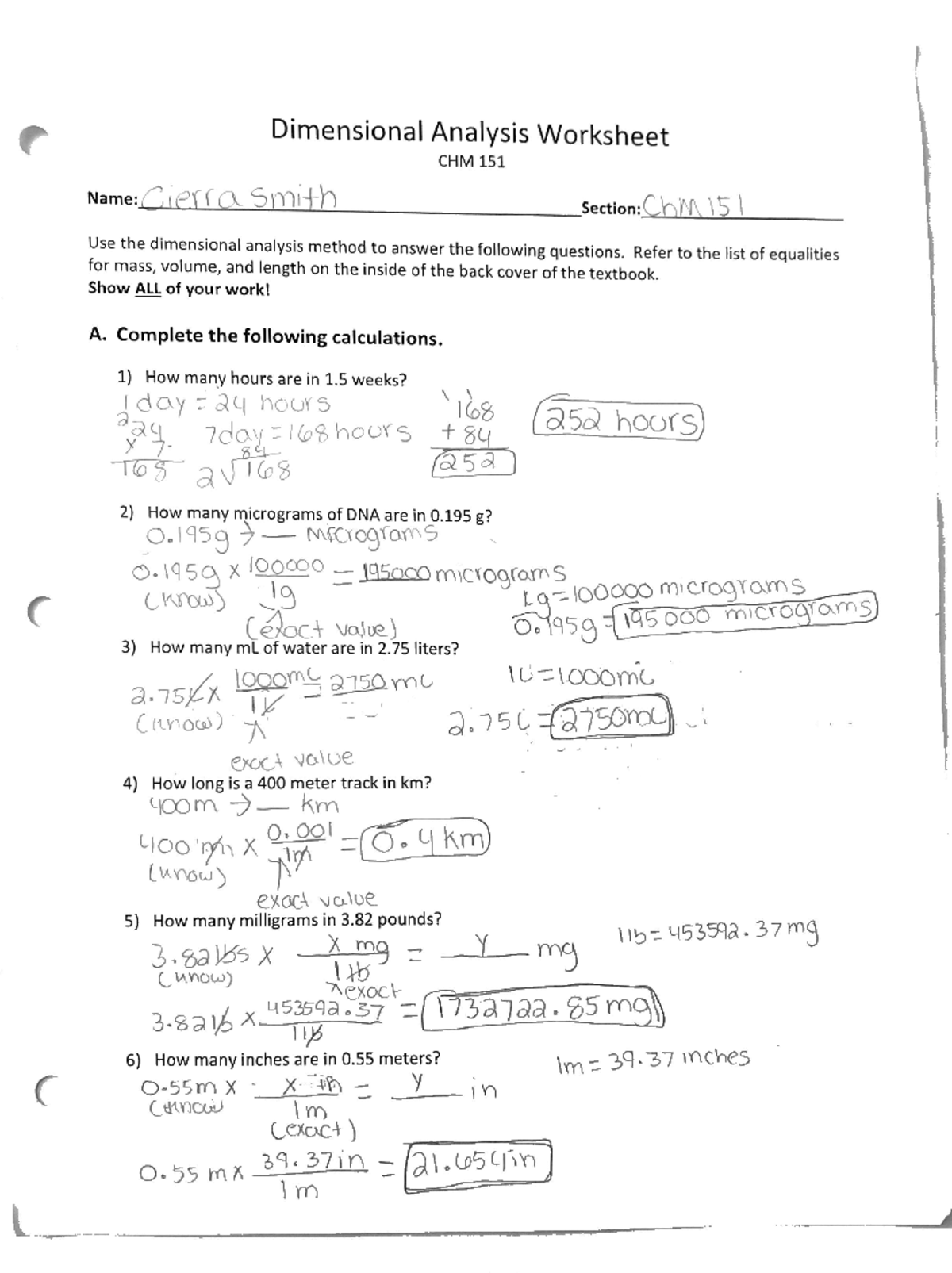 Chem 151 Dimensional - Lab Report - CHM 151 - Studocu