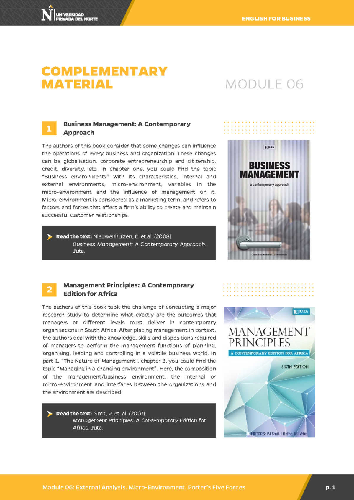 Material complementario - Module 06: External Analysis. Micro-Environment. Porter’s Five Forces ...