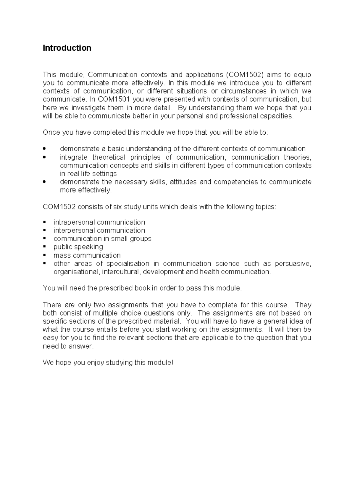 Lesson 1-Introduction - Introduction This module, Communication ...