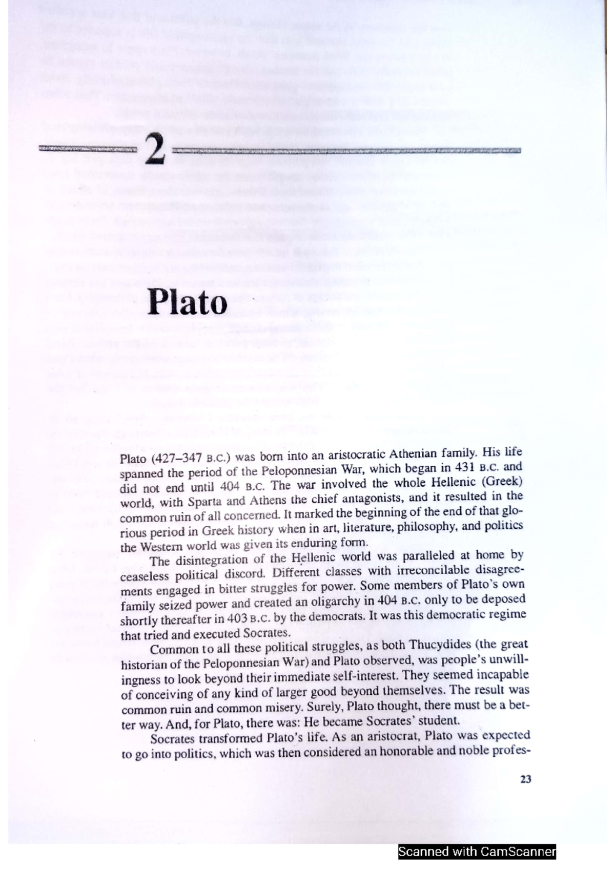 Plato - ) was bom into an aristocratic Athenian family. His life ...