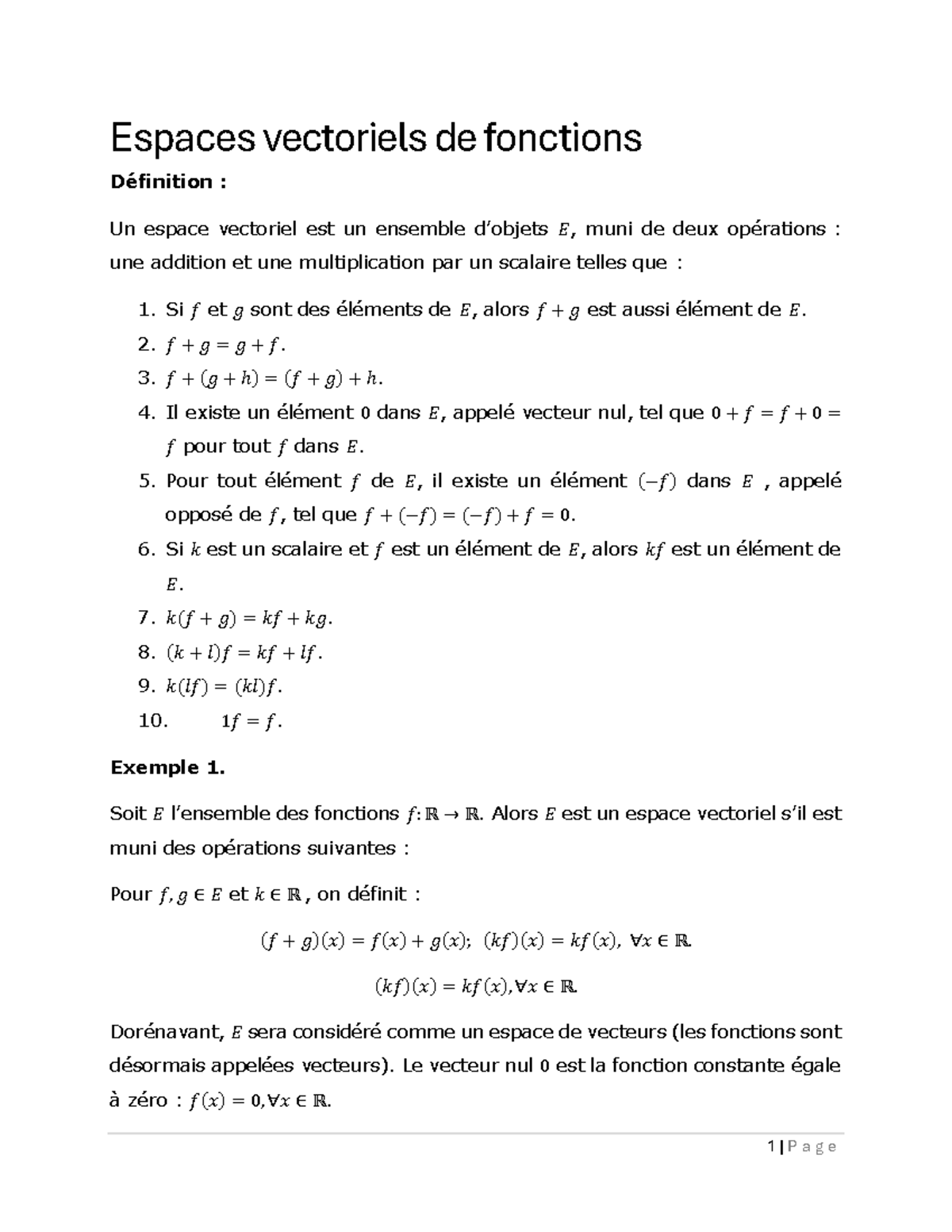 Espaces vectoriels de fonctions bis - Espaces vectoriels de fonctions ...