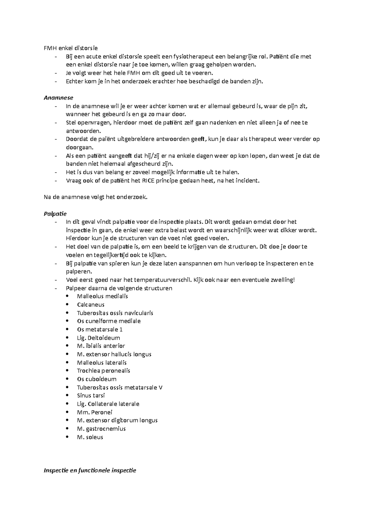 FMH enkel distorsie - FMH inversietrauma - FMH enkel distorsie - Bij ...