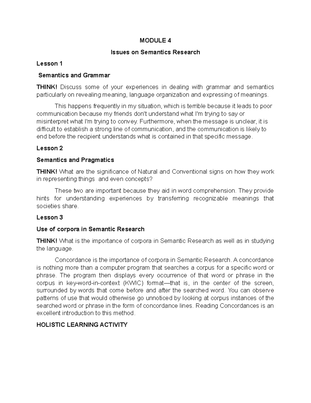 Semantics-M4 - Semantics-M4 - MODULE 4 Issues on Semantics Research ...