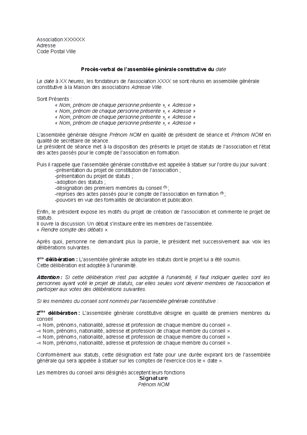 Exemple de proces verbal d ag constitutive de l association ... Exemple de proces verbal d ag constitutive de l association ...