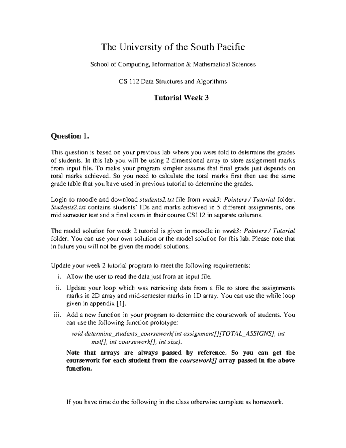 Tutorial Week 3 - etetet - The University of the South Pacific School ...