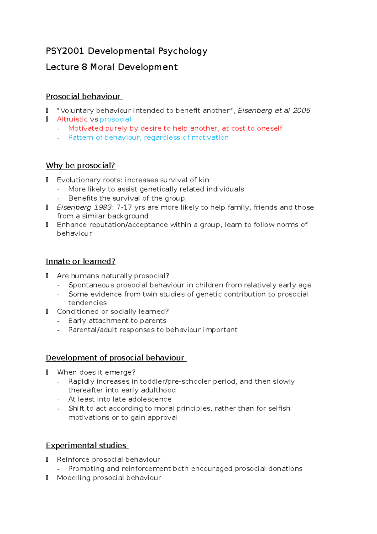 Developmental Psychology: Moral Development - PSY2001 Developmental ...