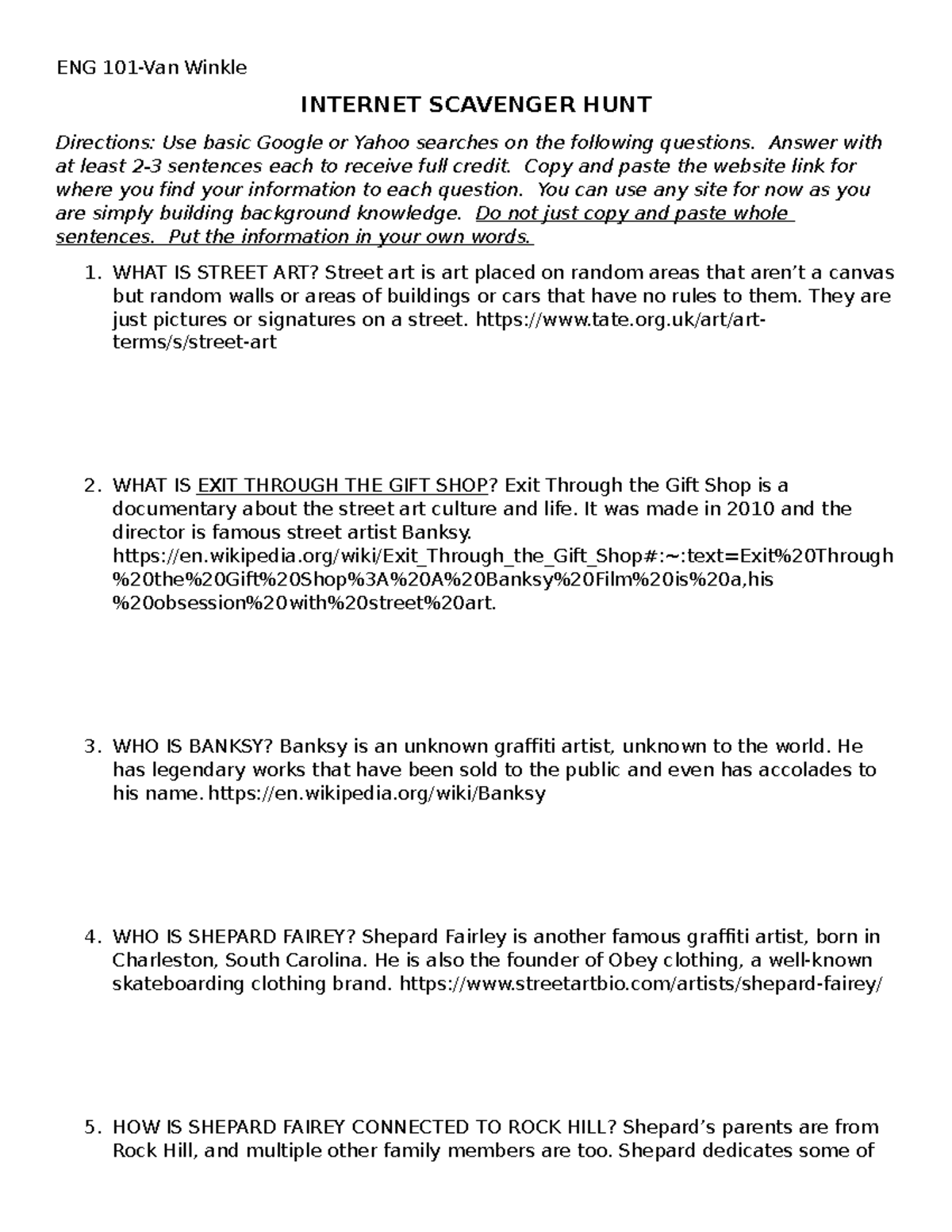 Internet Art Scavenger Hunt