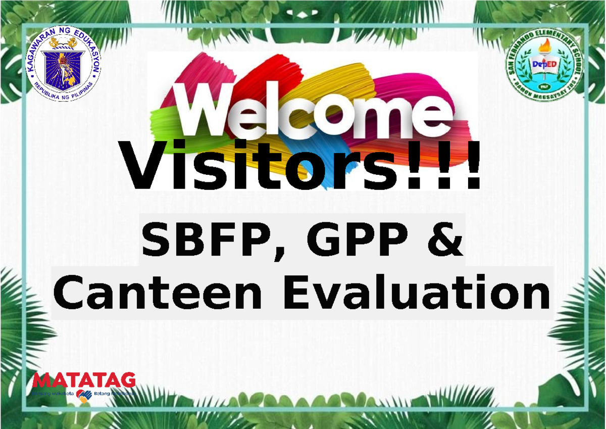 Welcome TARP - Bachelor of Secondary Education 1 - Visitors!!! SBFP ...