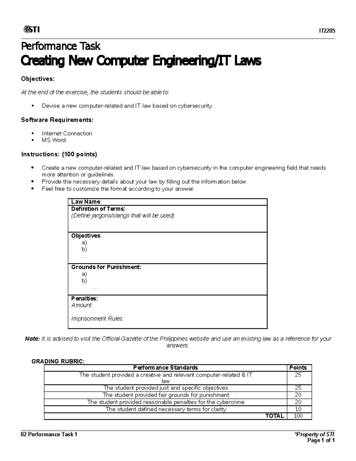 02 Performance Task 1 - IT Performance Task Creating New Computer ...