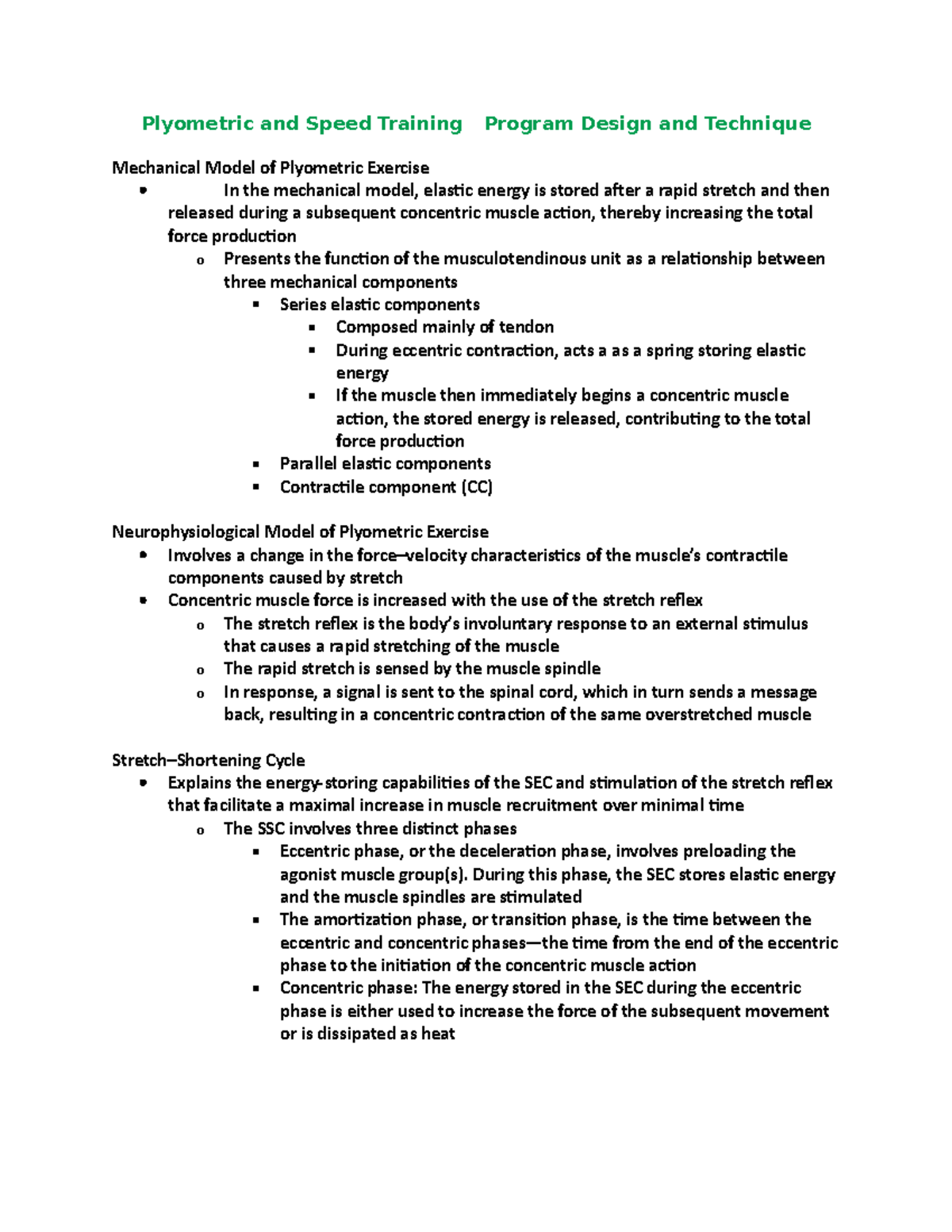 Plyometric and Speed Training Program Design and Technique - During ...