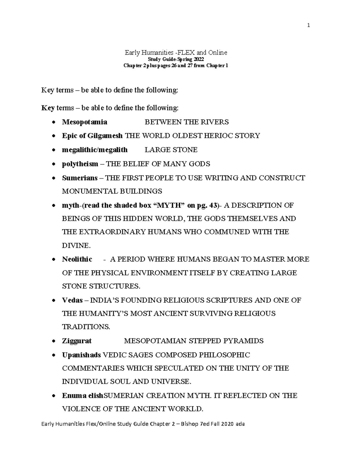 Early Humanities Study Guide Unit 1 Chapter 2 - Completed Study Guiide ...