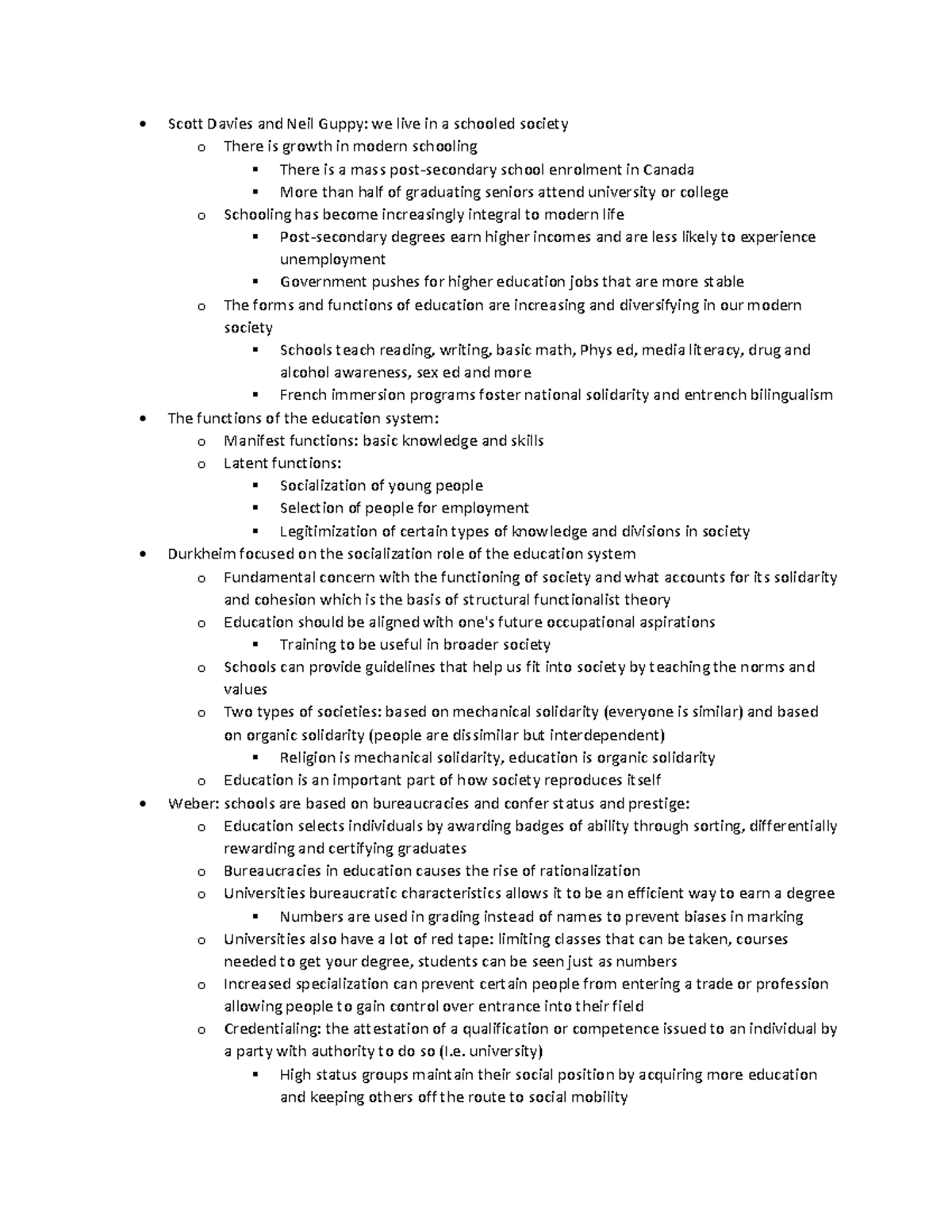 Sociology textbook notes - Week 7 - Scott Davies and Neil Guppy: we ...