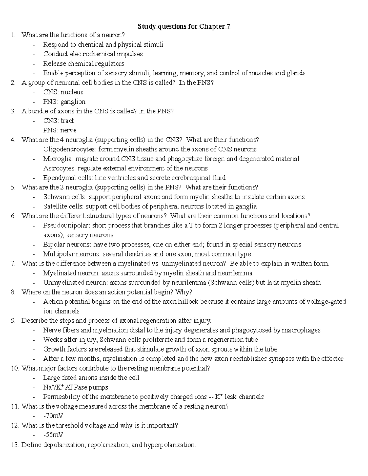 Biosc 048 chapter 7 study guide - Study questions for Chapter 7 What ...