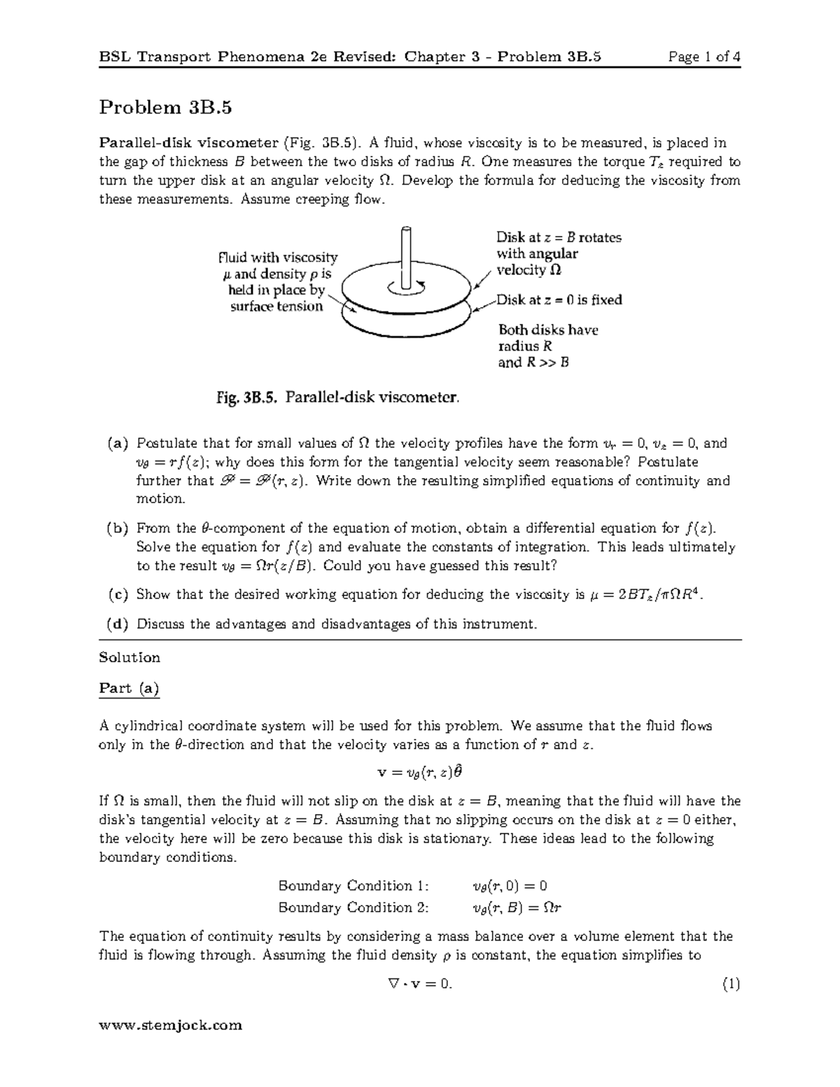 Parallel disk viscometer explain solution - Problem 3B. Parallel-disk viscometer (Fig. 3B). A ...