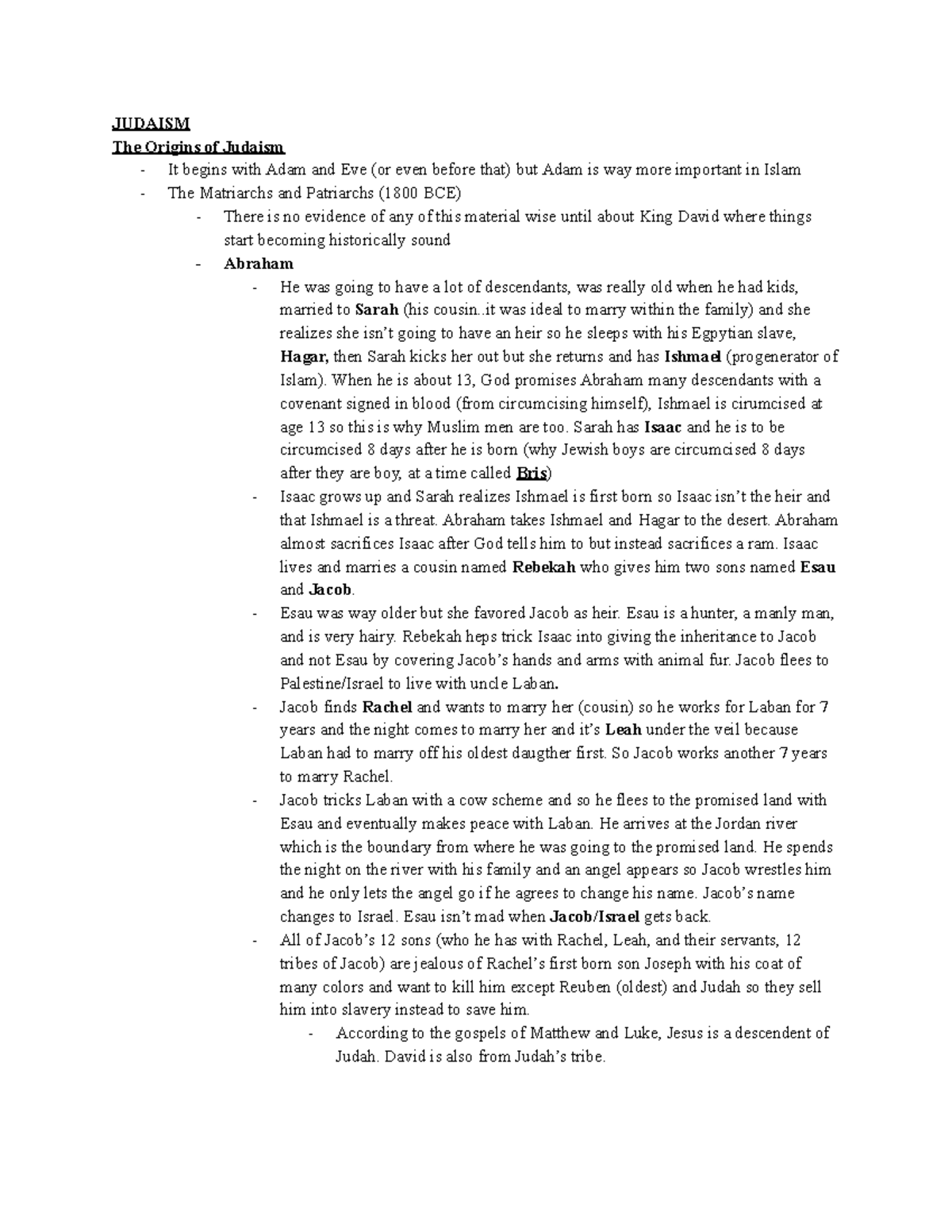 Religion Notes - Judaism - JUDAISM The Origins of Judaism - It begins ...