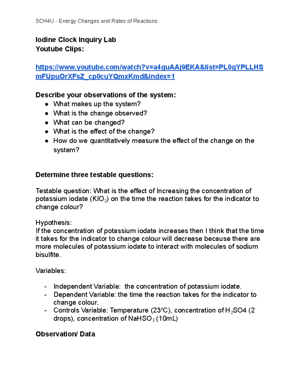 Copy of 6. a) Iodine Clock Inquiry Lab - Iodine Clock Inquiry Lab ...