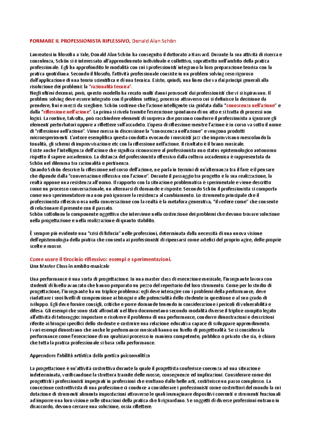 Formare IL Professionista Riflessivo Pedagogia - FORMARE IL ...