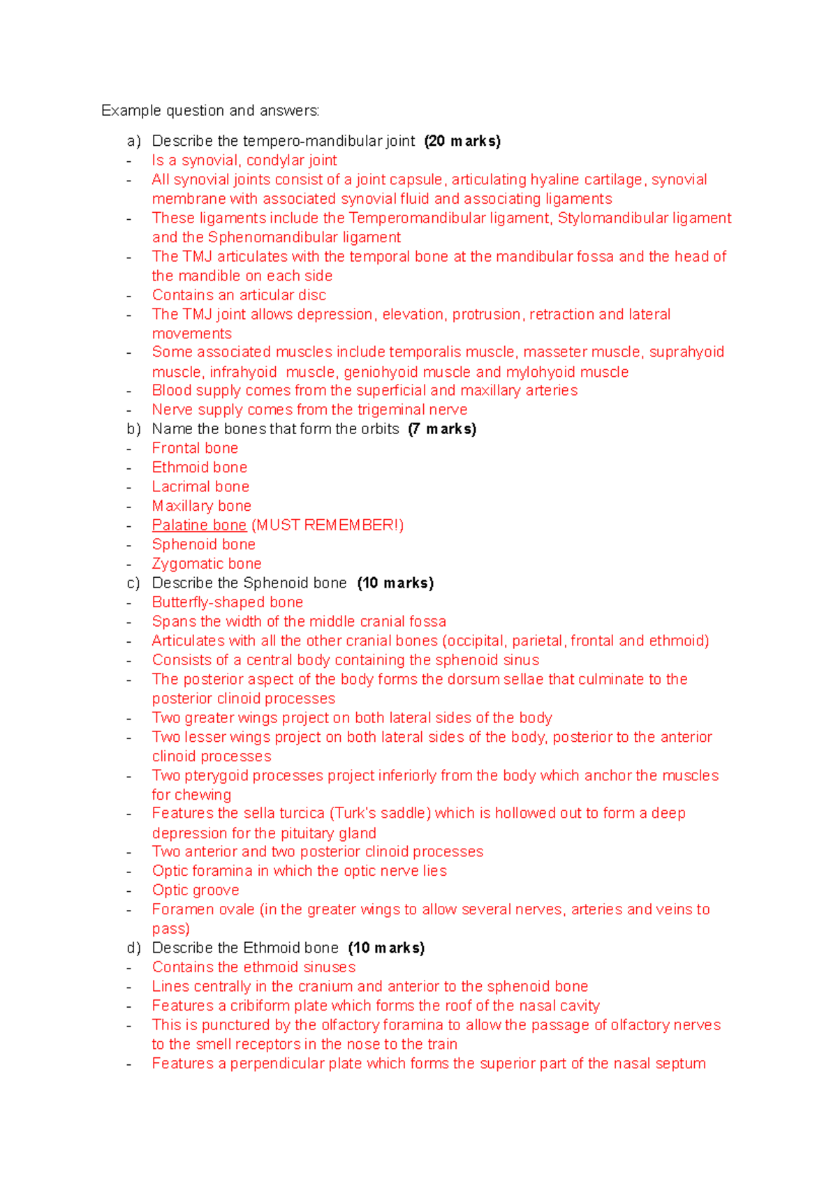 Sample/practice exam 2015, questions and answers - Example question and ...