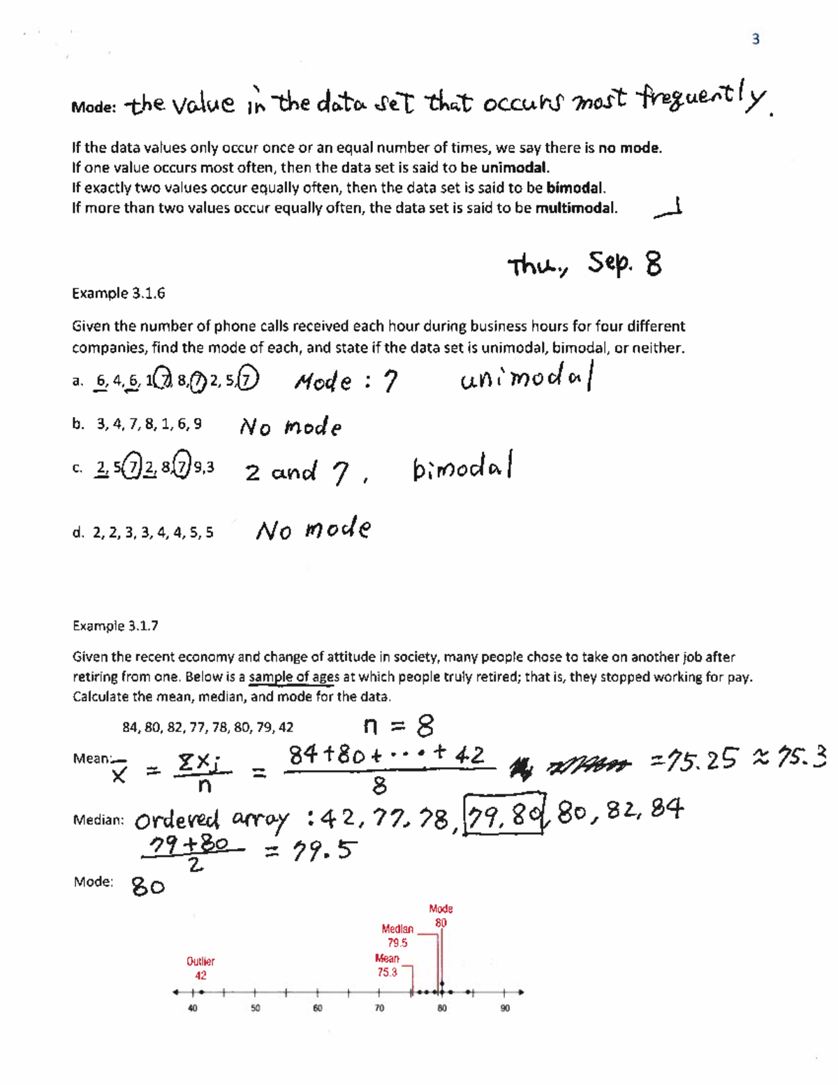 Note Sep 8 Thu - Chapter one of Hawkes elementary statics - MATH1342 ...