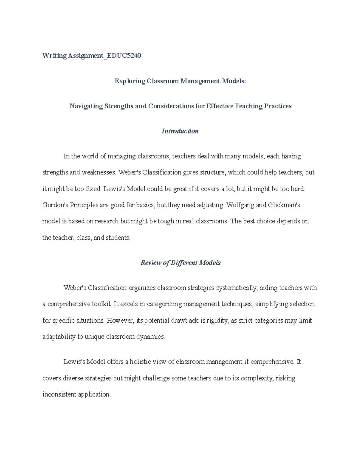 Writing Assignment EDUC5240 2 (1) - Writing Assignment_EDUC Exploring ...