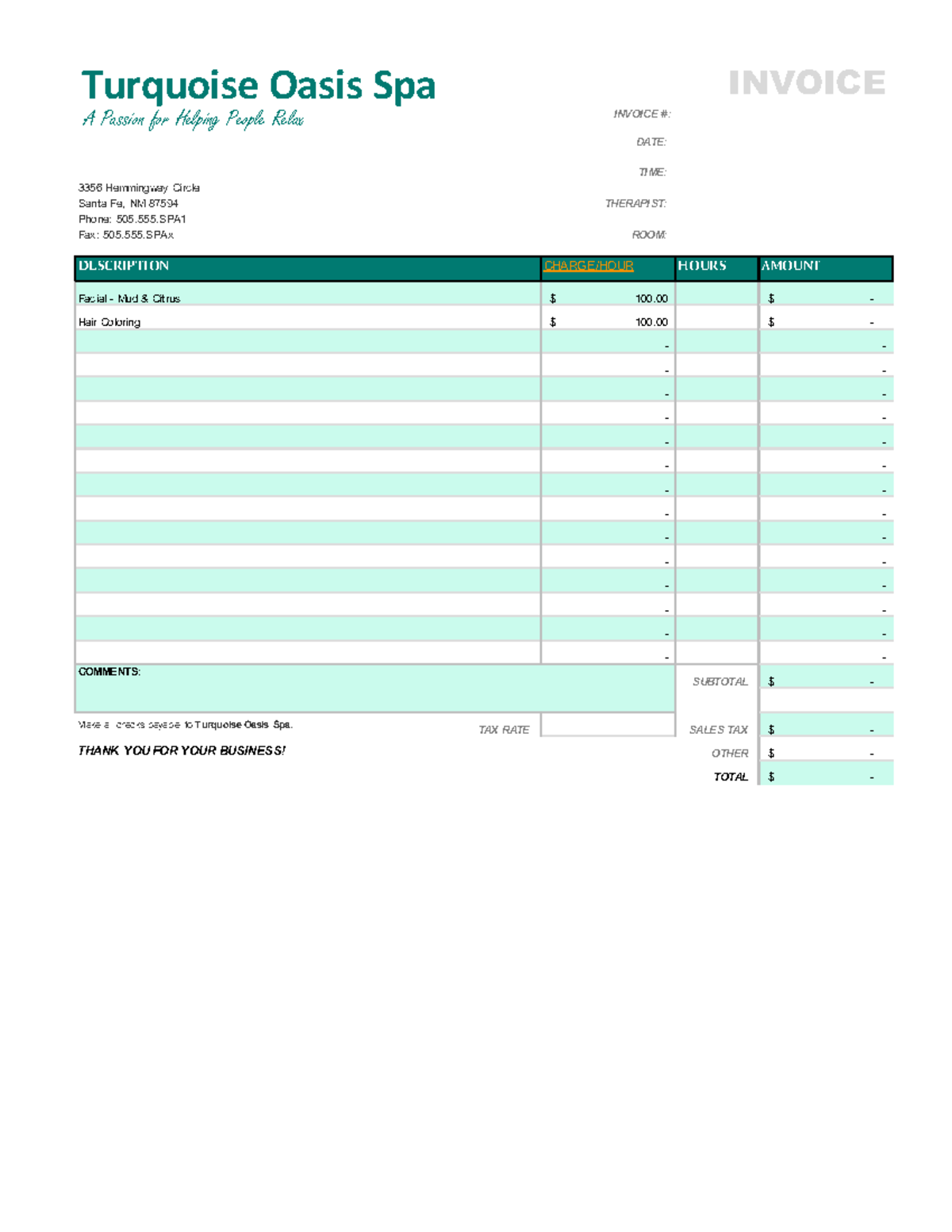 Griffin Excel CH08 Prepare Spa Invoice - INVOICE #: DATE: TIME: 3356 ...