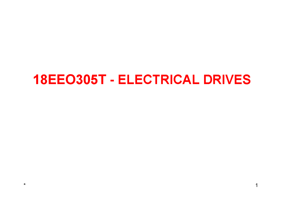 UNIT 1 ED - Unit 1 notes of ED - 18EEO305T - ELECTRICAL DRIVES UNIT I ...