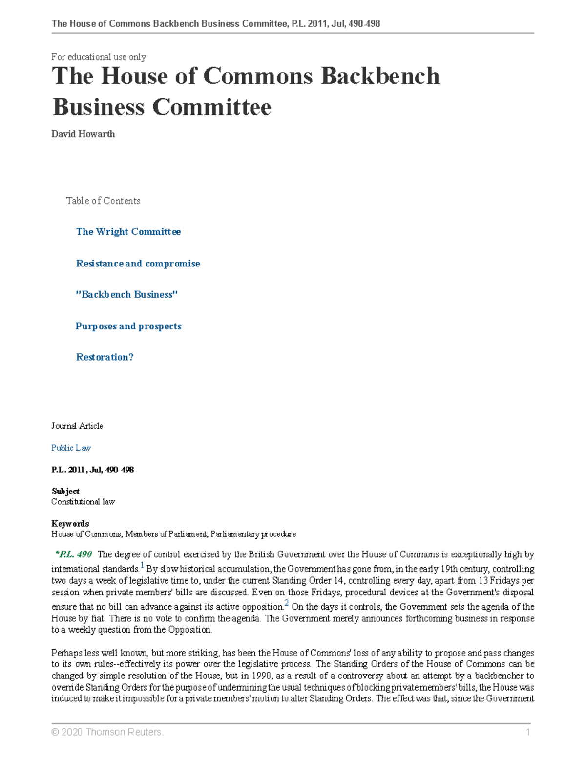 The House of Commons Backbench Business Committee-2 - For educational ...