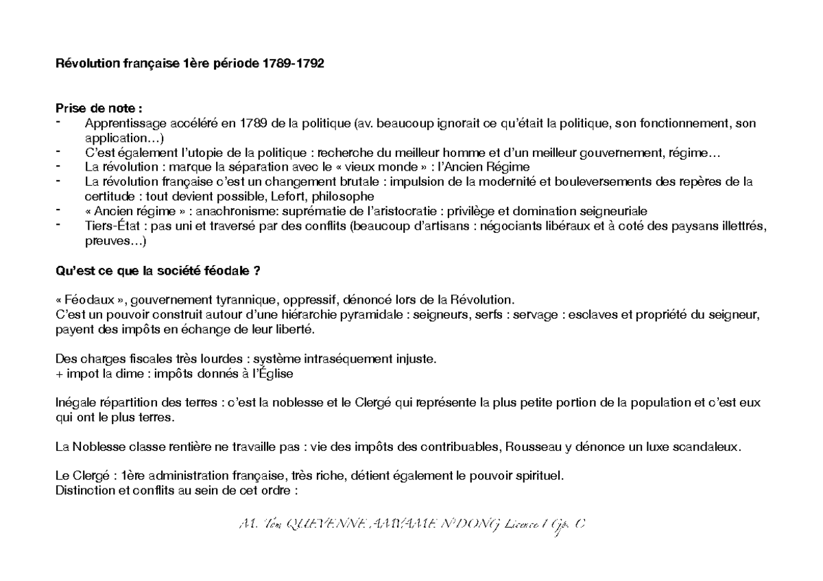 Vie politique française - fiche de révision - Révolution française 1ère ...