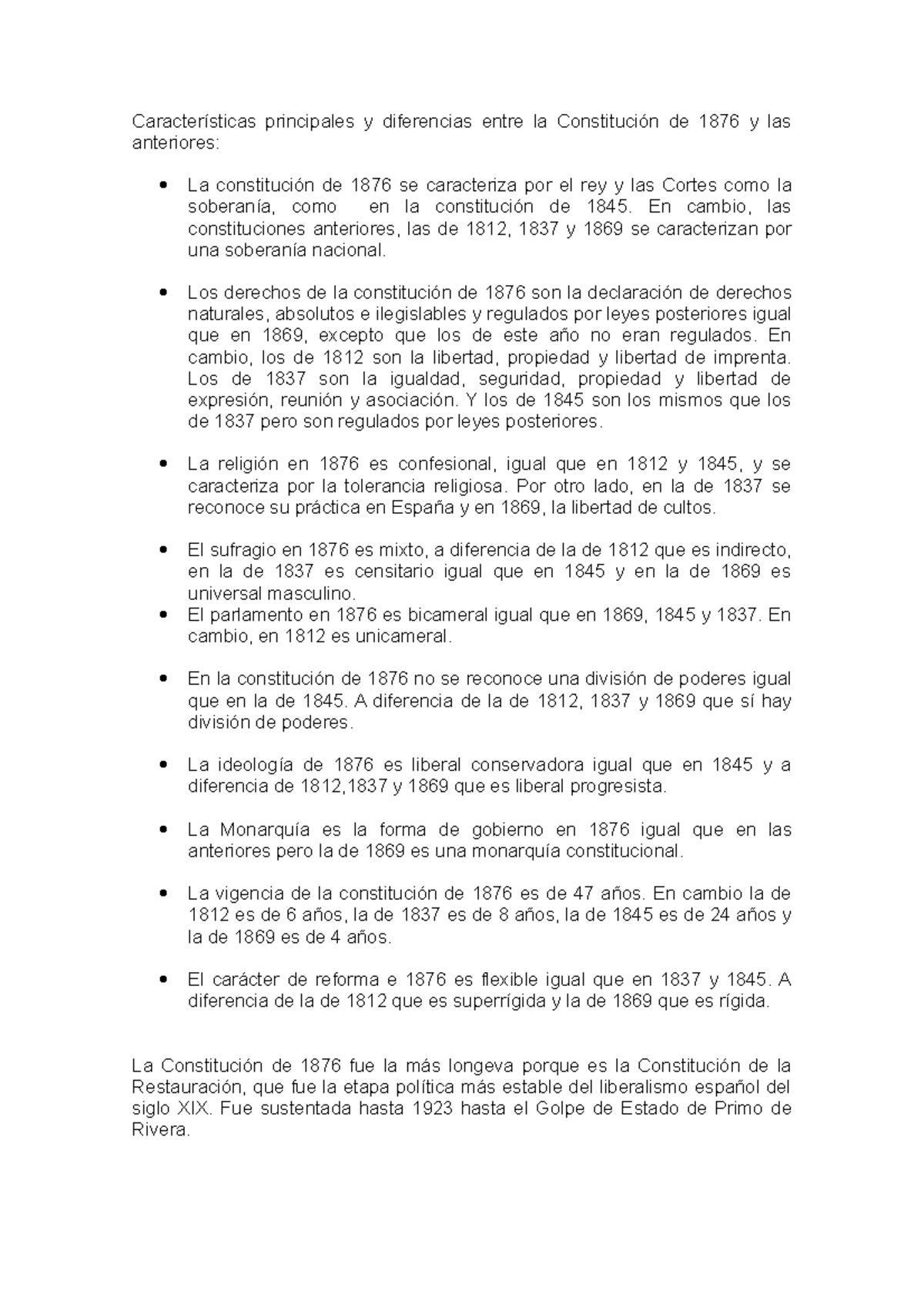 Constitución 1876 - constitucion - Características principales y ...
