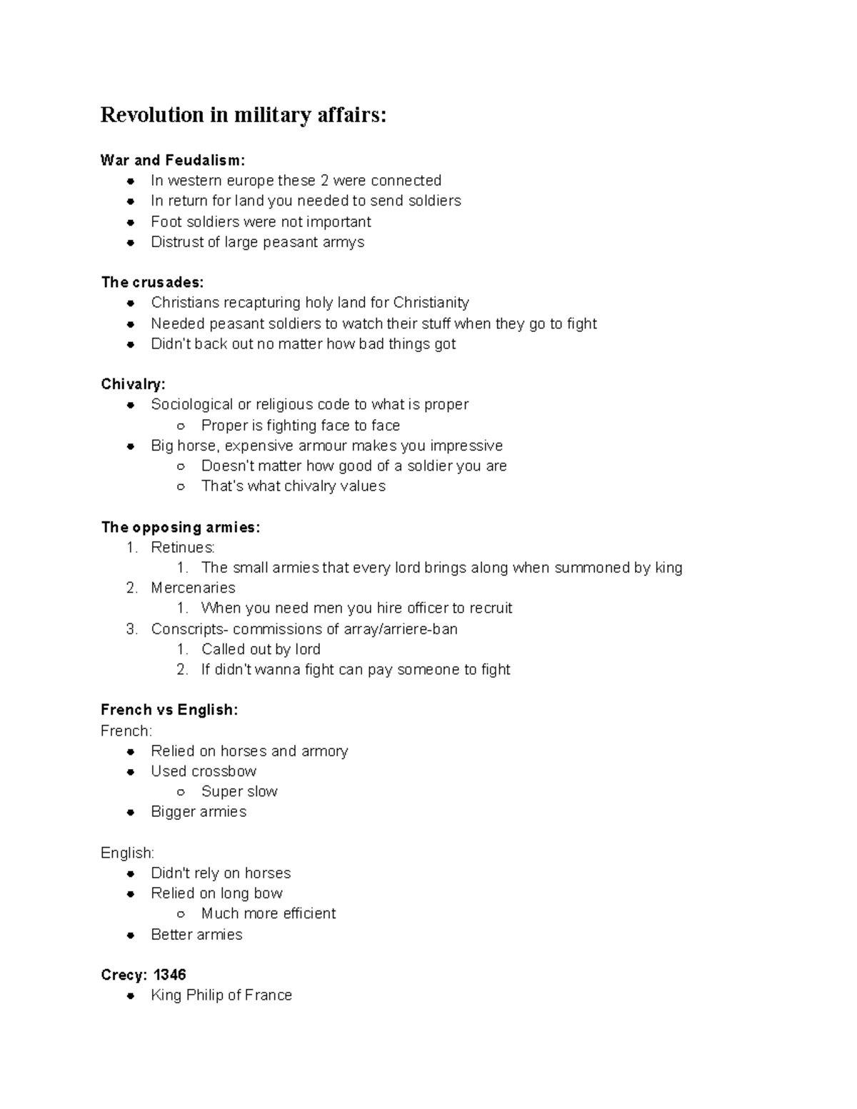 History Week 4 - notes - Revolution in military affairs: War and ...