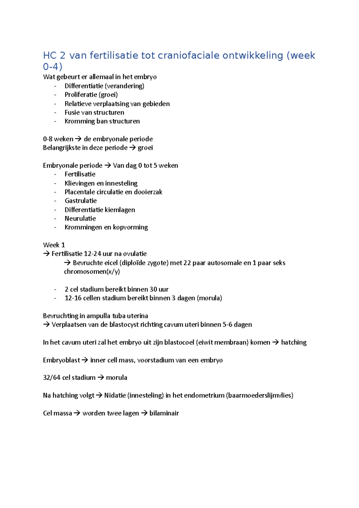 HC 2 van fertilisatie tot craniofaciale ontwikkeling - Laterale ...