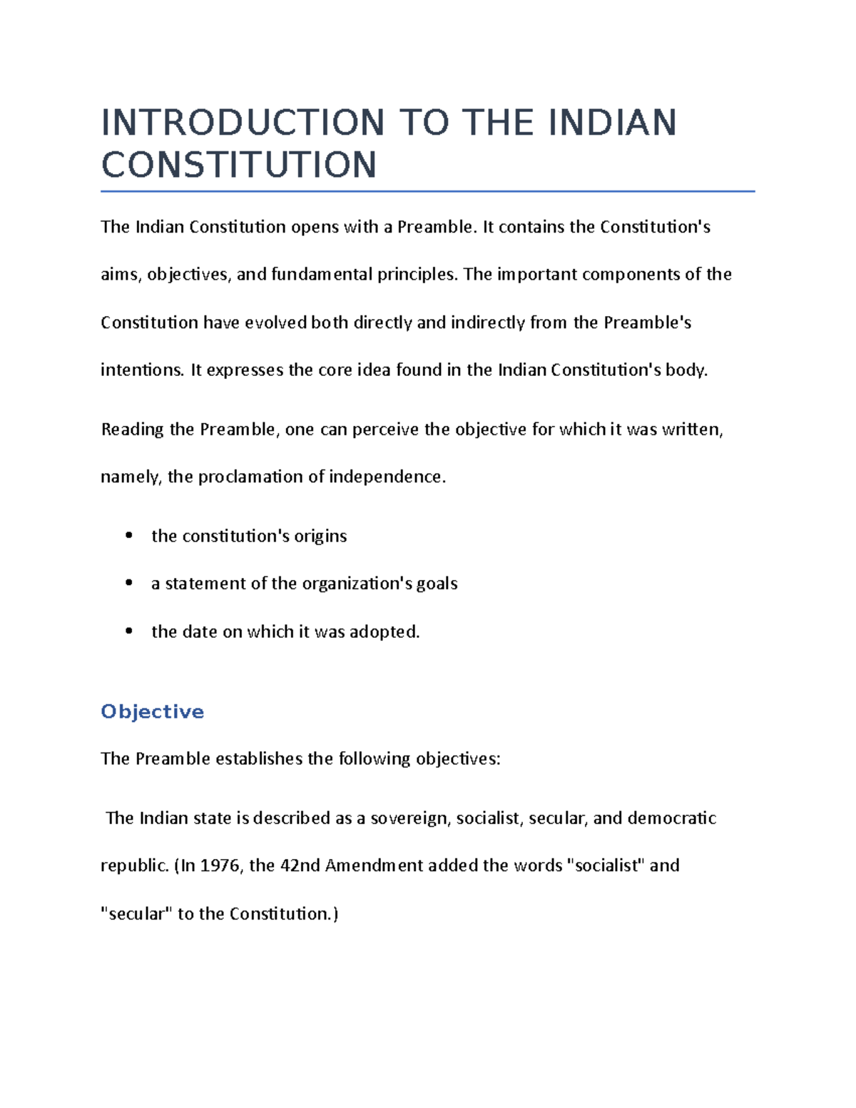 Introduction TO THE Indian Constitution - INTRODUCTION TO THE INDIAN ...