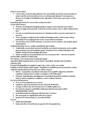 Conservation Notes Module VIII - What is conservation? Conservation can ...