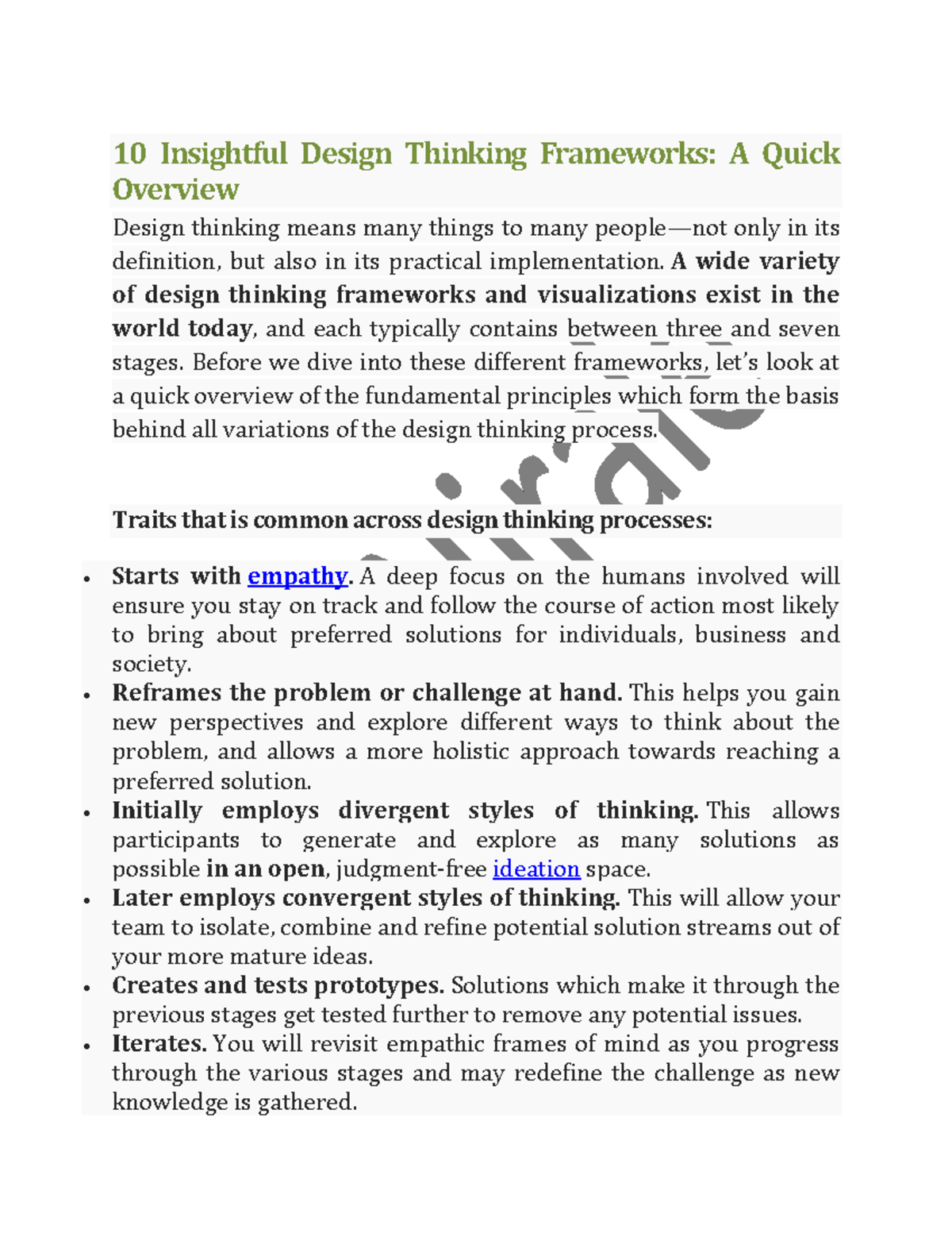 MVP and Design thinking frame works - 10 Insightful Design Thinking ...