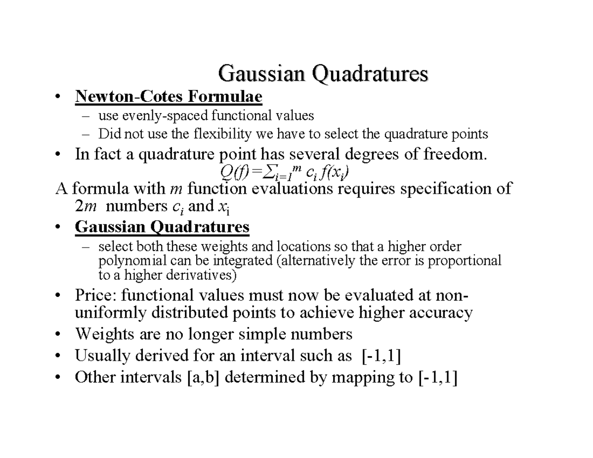 Numerical integration gaussian quadrative formula - Gaussian Gaussian ...