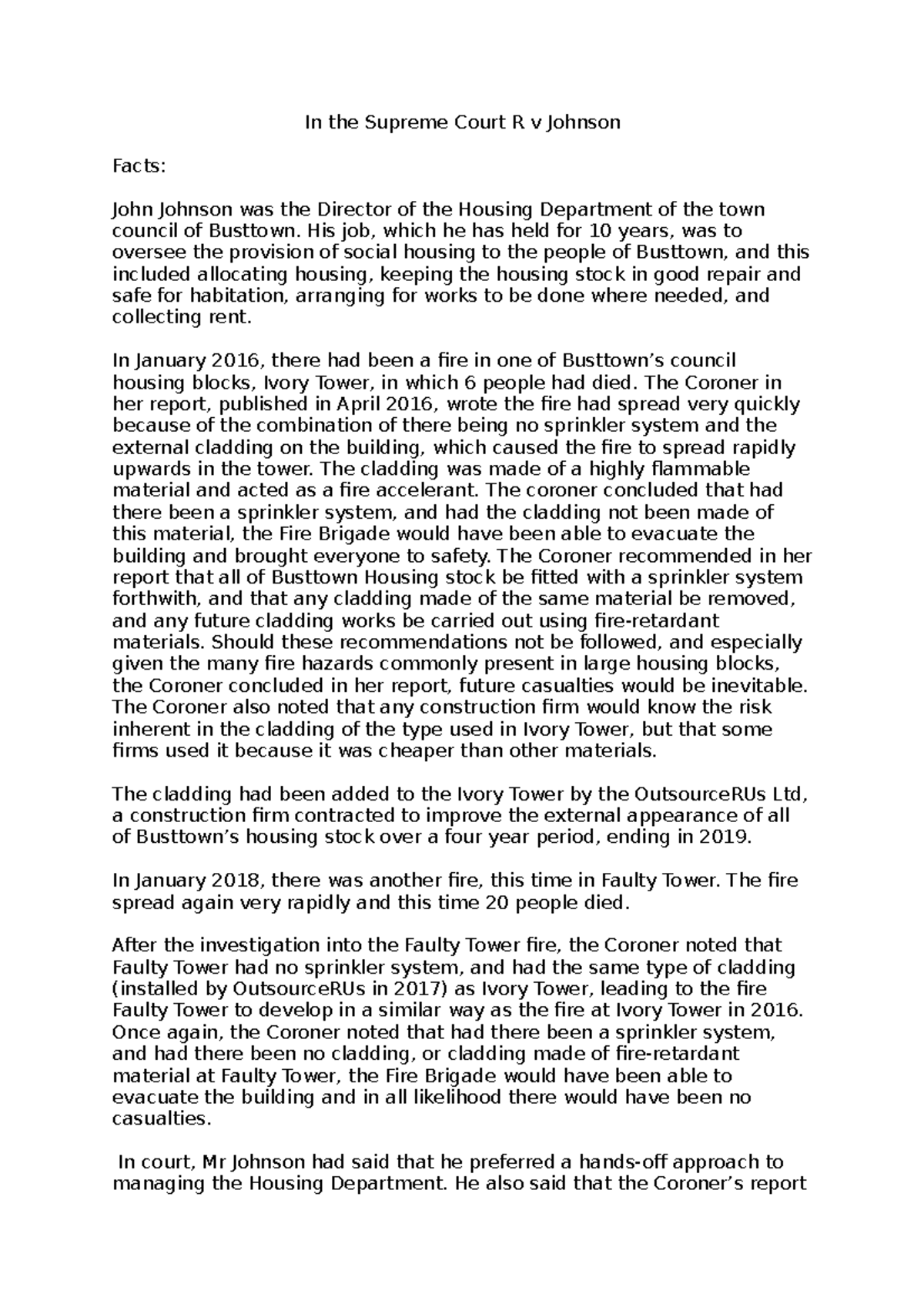 In the Supreme Court R v Johnson - In the Supreme Court R v Johnson ...