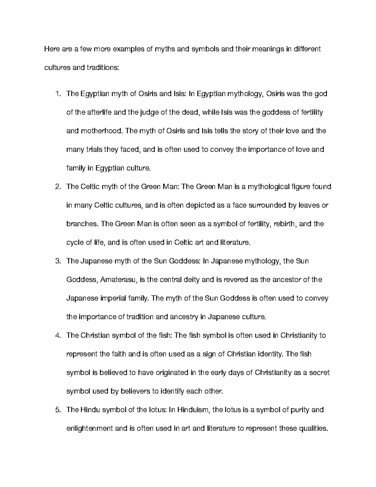 Examples of myths and symbols - The myth of Osiris and Isis tells the ...