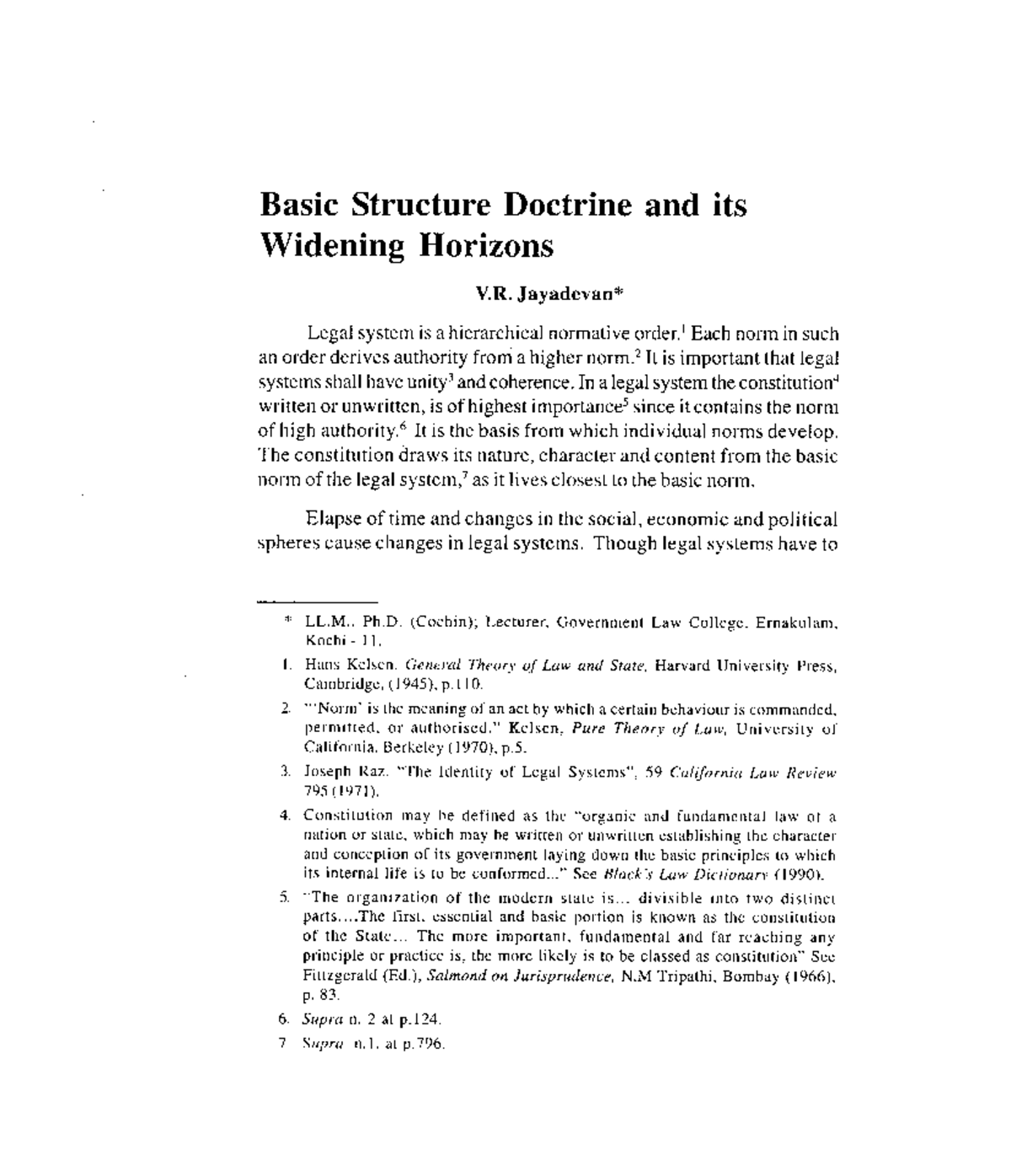 Basic Structure Doctrine and its Widening Horizons - Jayadevan* Legal ...