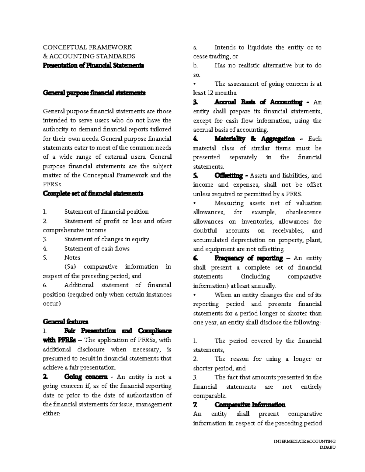 Reviewer I Intermediate Accounting 1 Framework And Standards