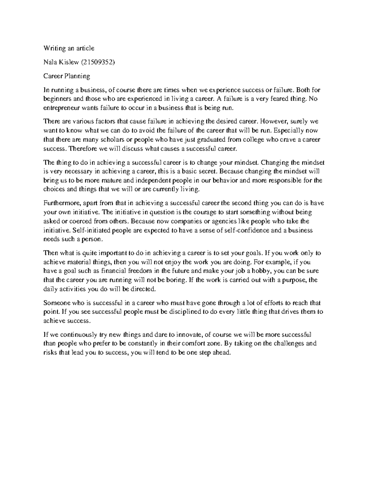 Individual Tasks for firts school - Writing an article Nala Kislew ...