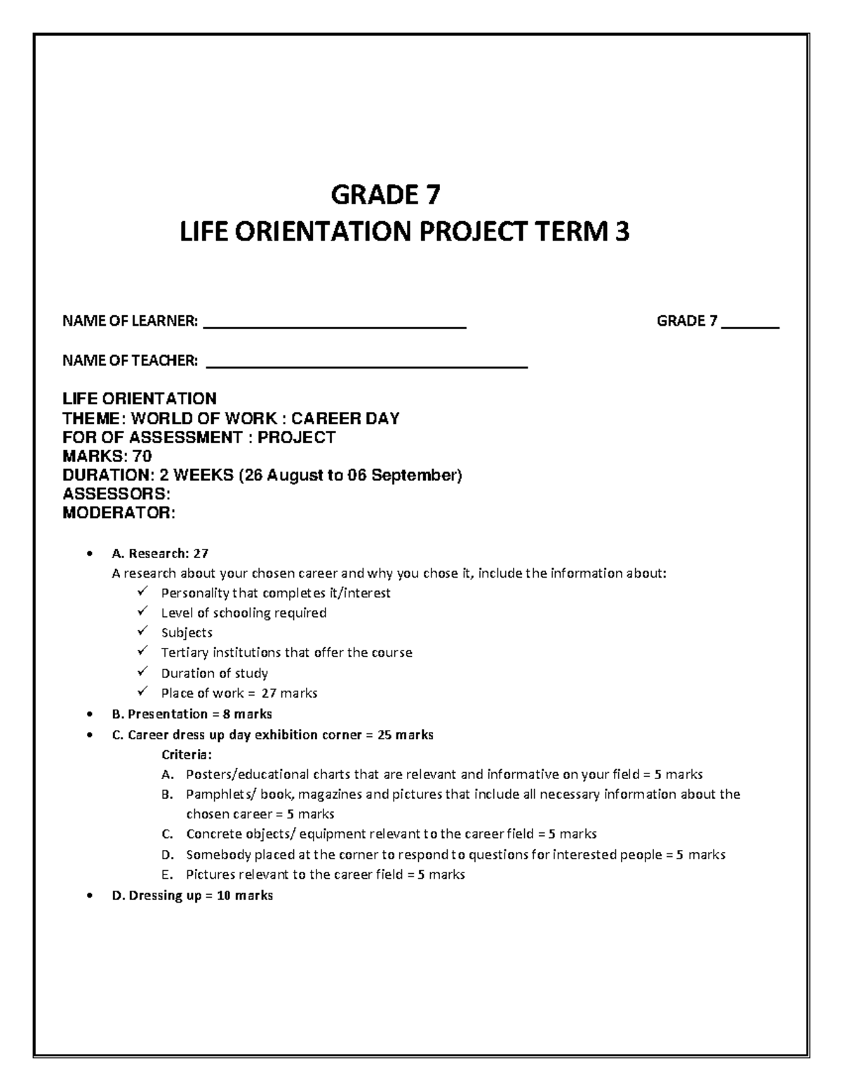 4 5936165030985729647 - GRADE 7 LIFE ORIENTATION PROJECT TERM 3 NAME OF ...