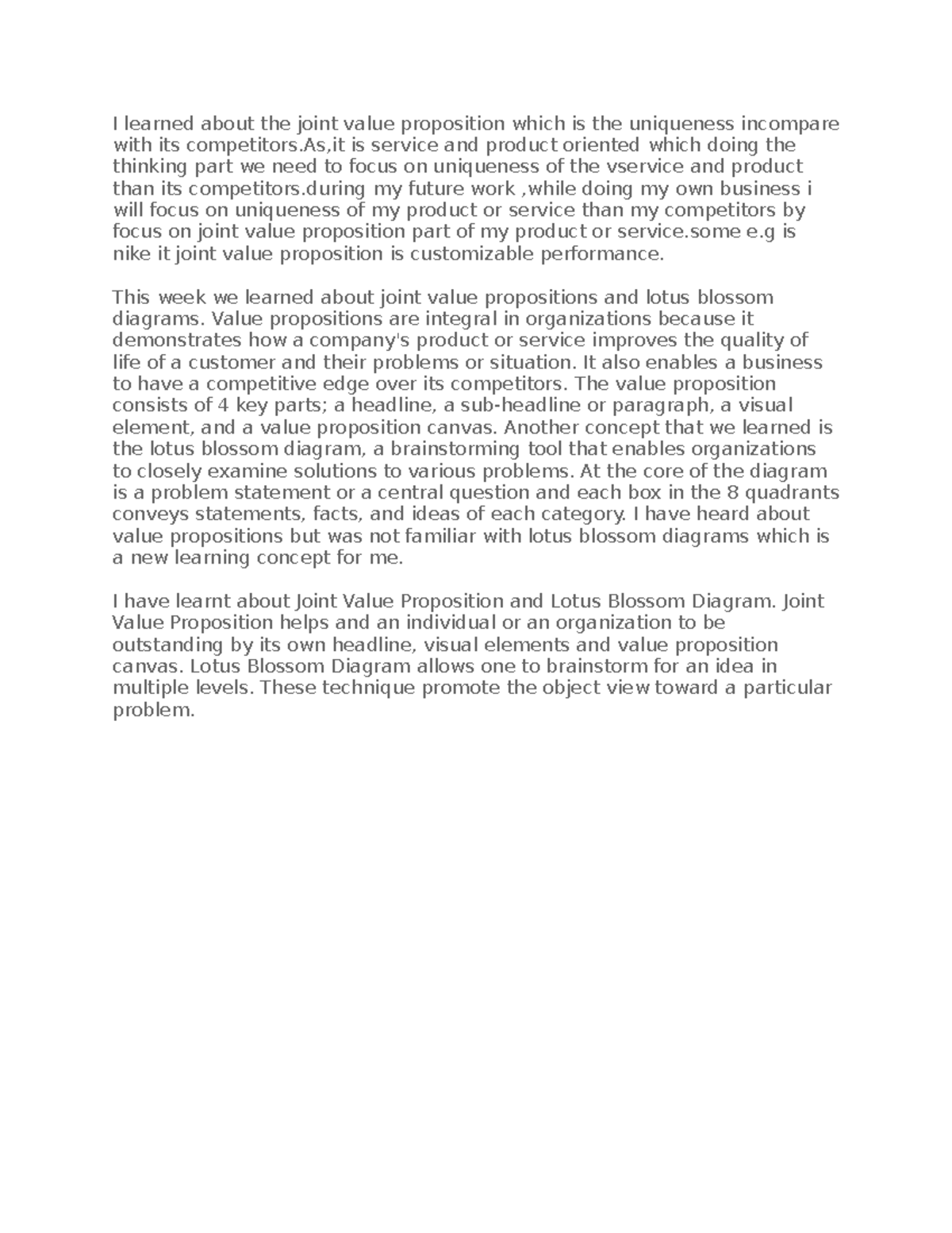 Reflective Essay 2 - Lecture - I learned about the joint value ...