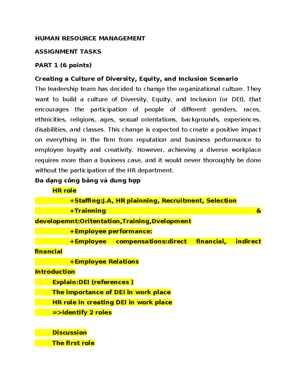Human Resource Management Final Assignment - HUMAN RESOURCE MANAGEMENT ASSIGNMENT TASKS PART 1 ...