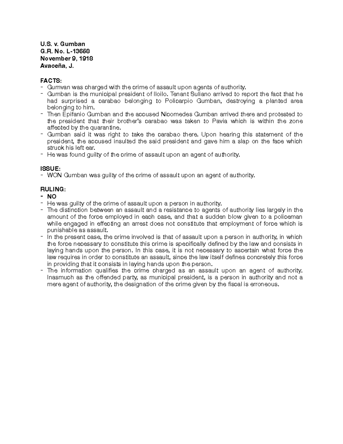 33 — U.S. v. Gumban - Case Digest - U. v. Gumban G. No. L- November 9 ...