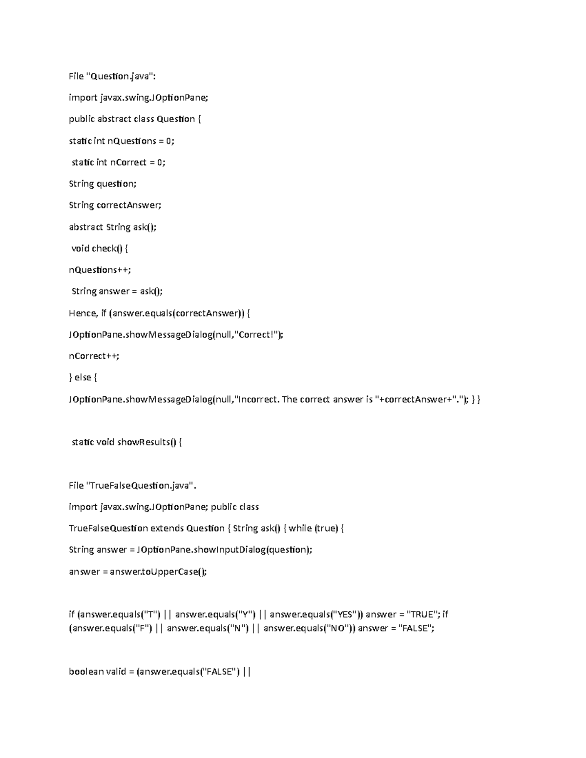 Programmmmmm wa5 - written assignment - File "Question": import javax.swing; public - Studocu