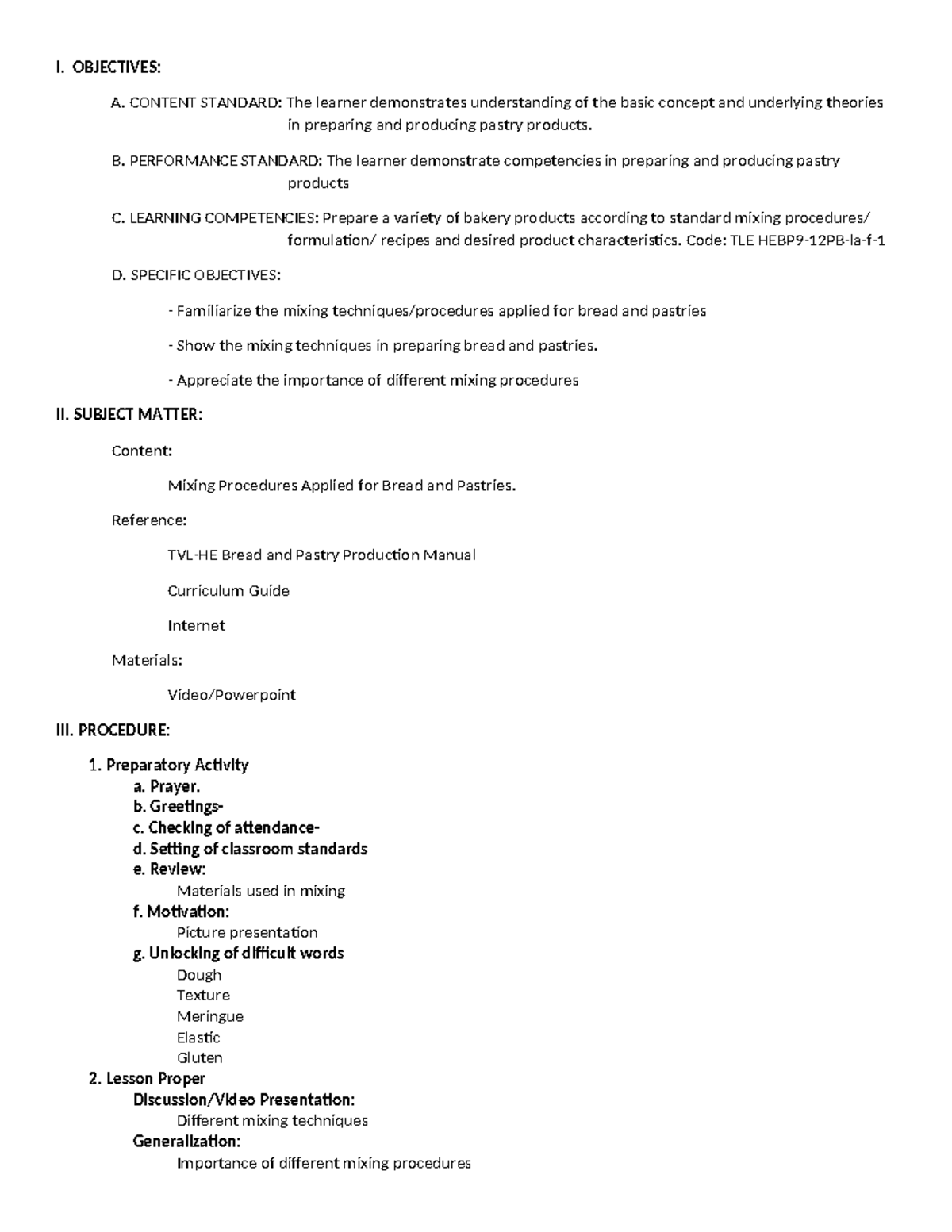 Lesson-plan - I. OBJECTIVES: A. CONTENT STANDARD: The learner ...