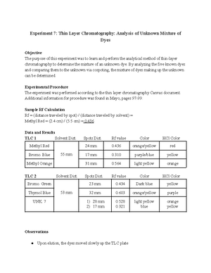 Orgo Lab 8 - Lab Report 8 - Experiment 8: The E1 Elimination: Dehydration of 2 ...